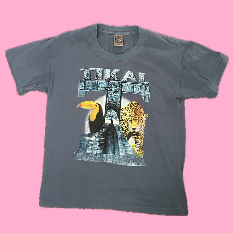 90s Tikal Temple T-shirt, Blue, Size Medium - Etsy