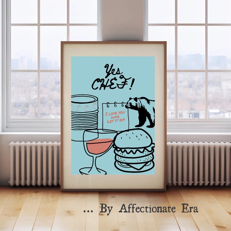 Yes Chef Wall Art, the Bear Poster, Aesthetic Kitchen Decor, Tinned ...