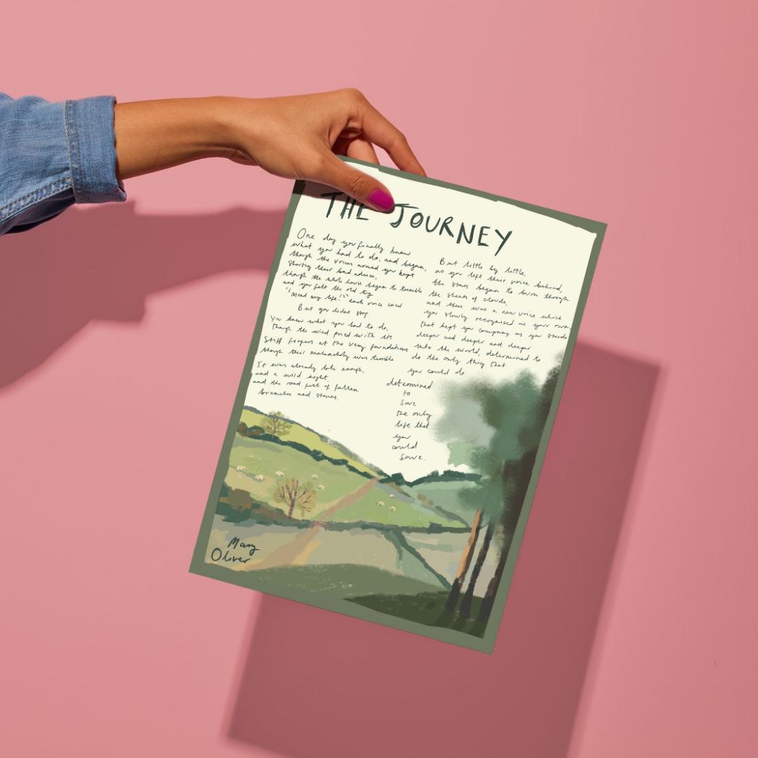 The Journey Poem Print Mary Oliver Vintage Art Poetry Print the Journey ...