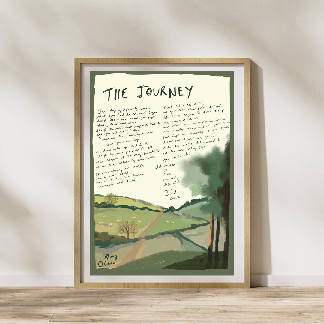 The Journey (DIGITAL) Poem Print Mary Oliver | Vintage Art Poetry | the ...