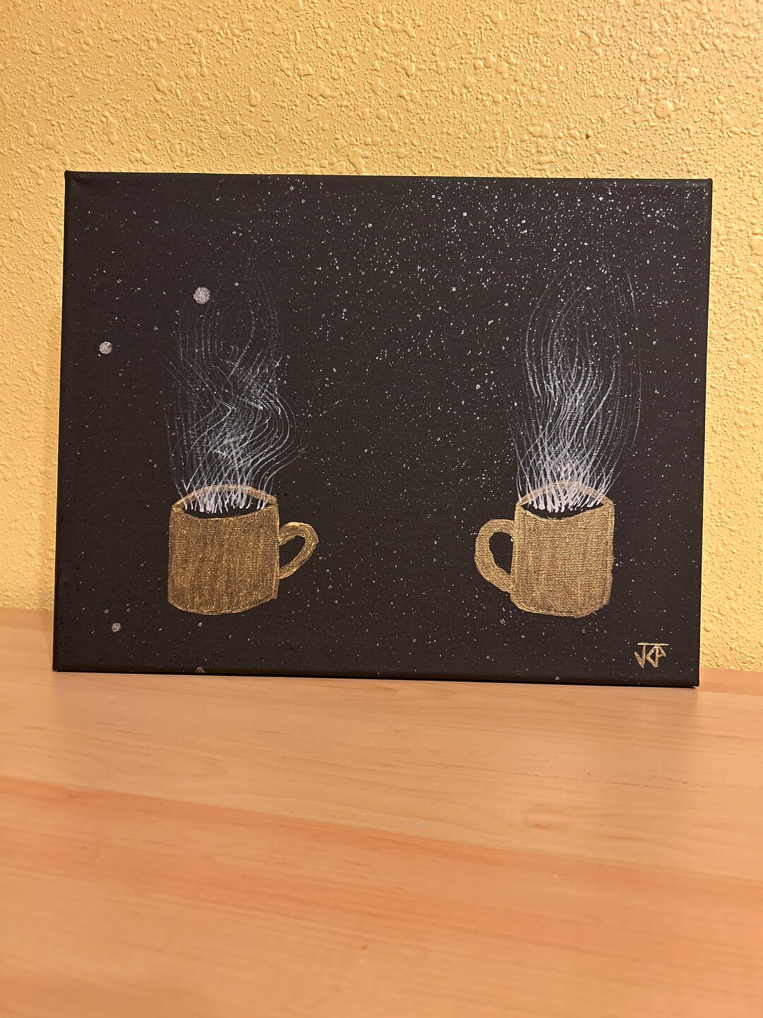 Space Coffee Acrylic 11x14 Metallic Painting - Etsy