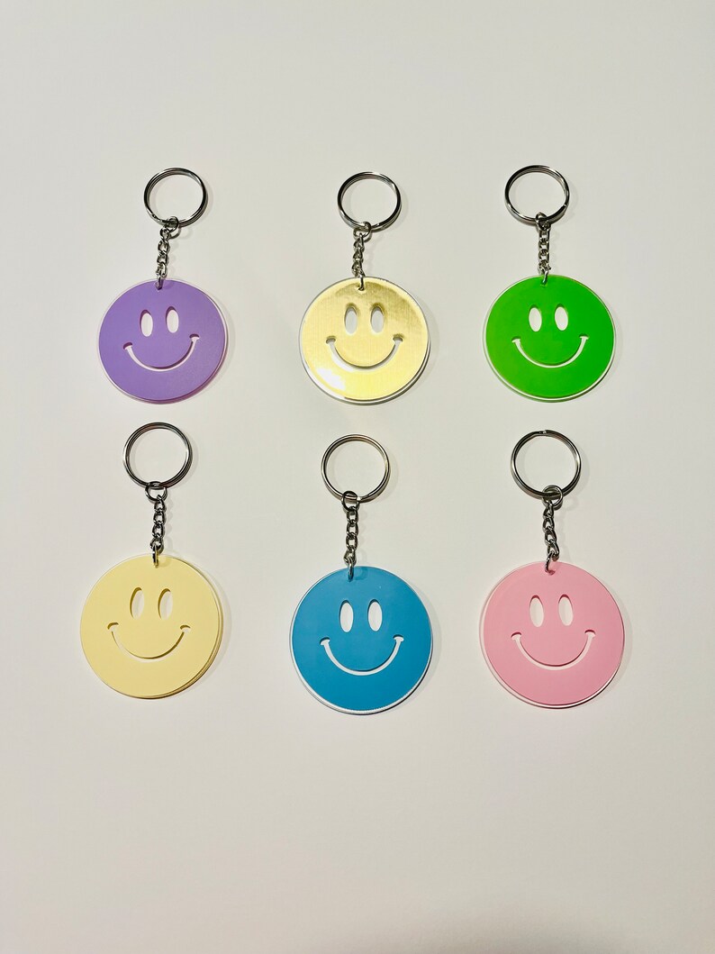 Smiley Face Keychains - Etsy