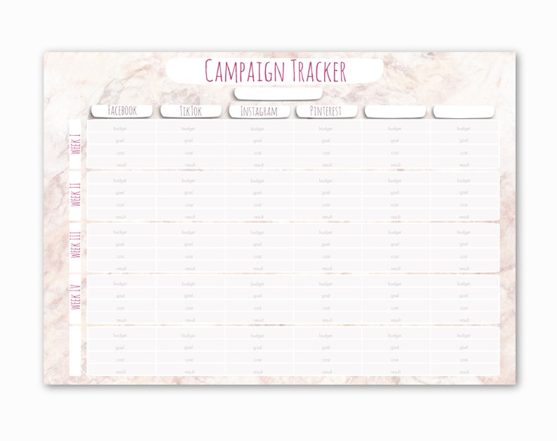 Social Media Campaigns Tracker Printable. Instagram - Etsy Australia