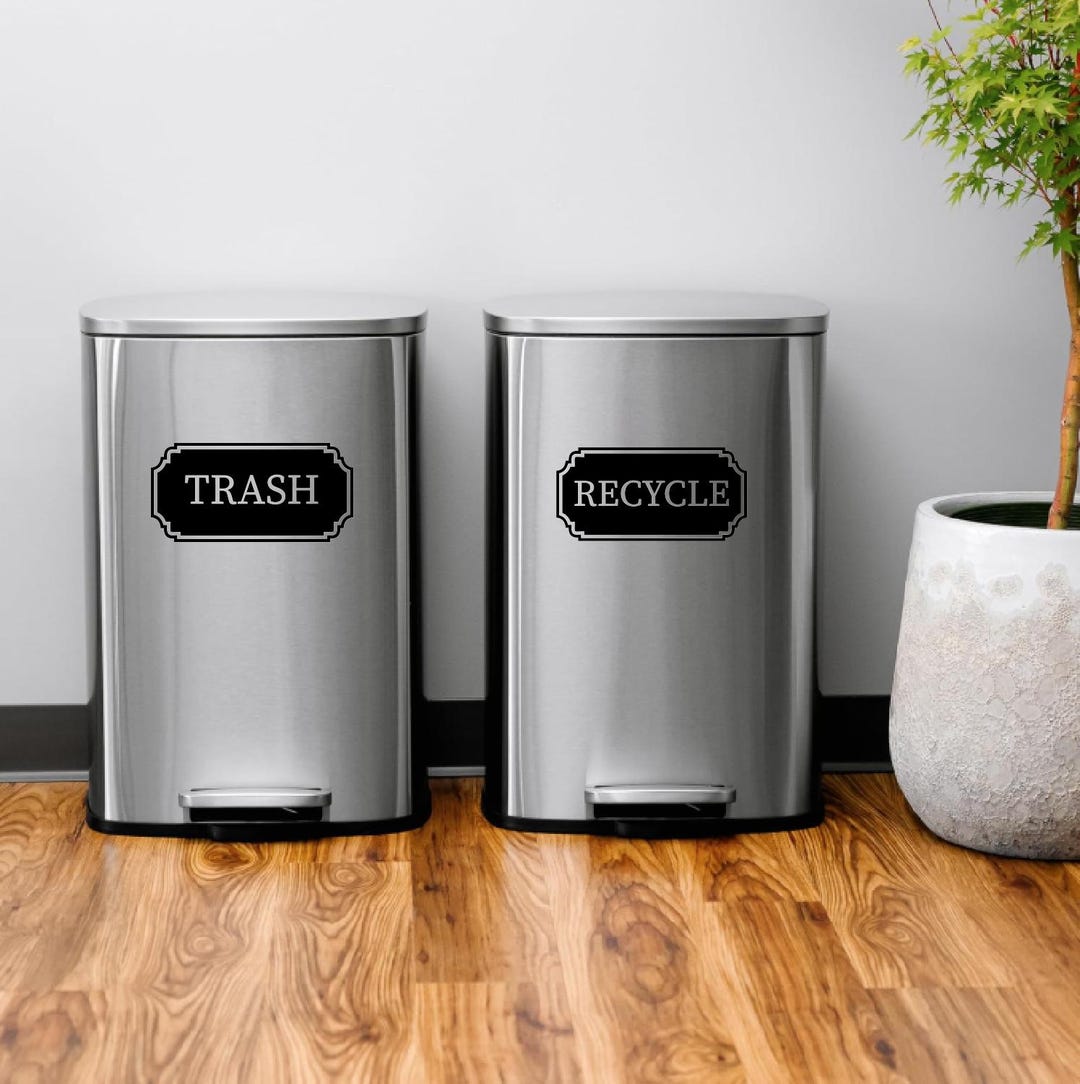 Fancy Trash & Recycle Vinyl Decal Stickers - Kitchen Organization ...