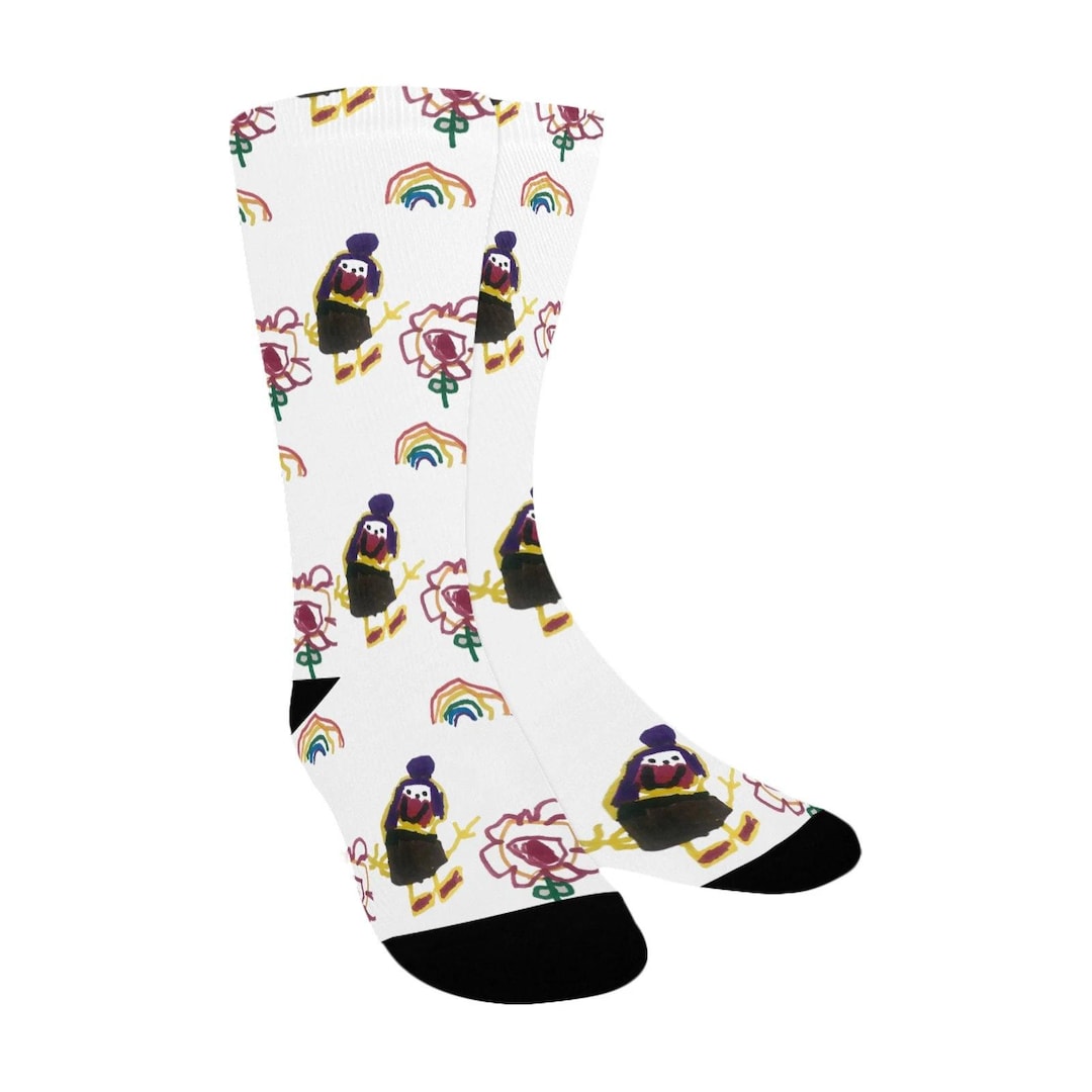 Custom Kids Drawing Socks, Kids Drawing on Socks, Personalized Kids ...