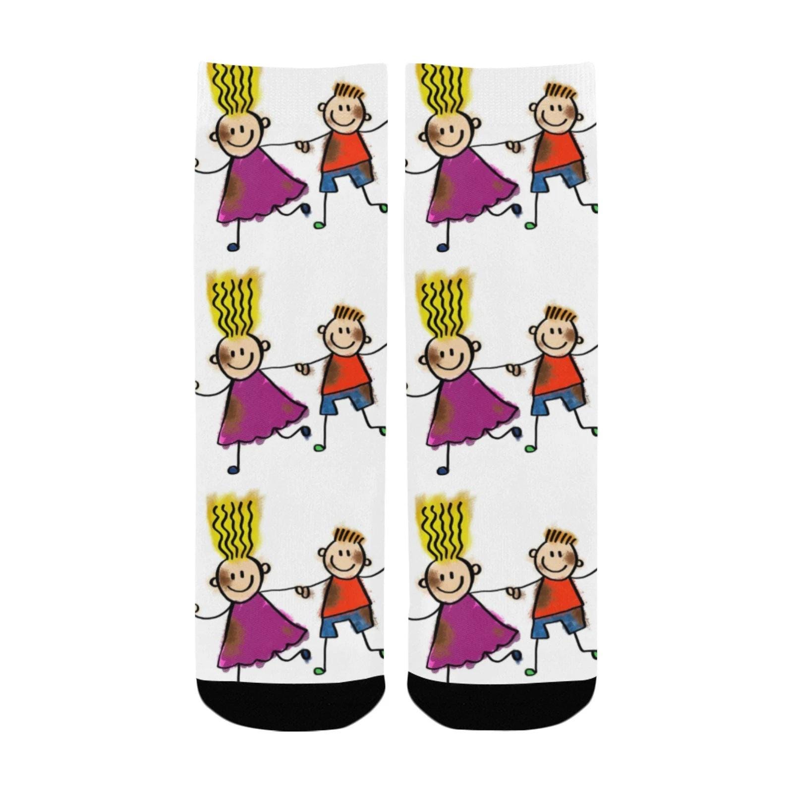 Custom Kids Drawing Socks, Kids Drawing on Socks, Personalized Kids ...