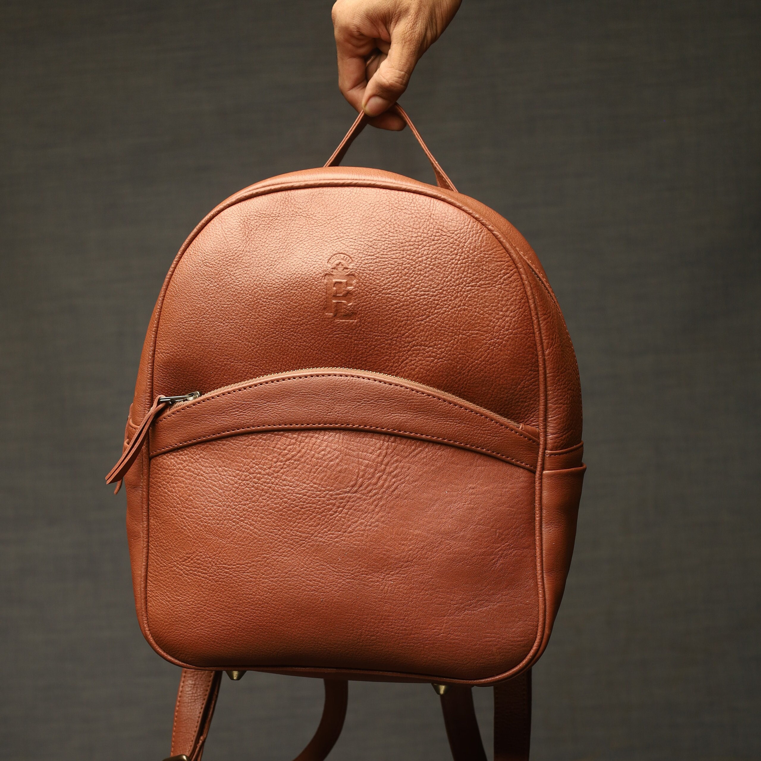 Compact Leather Backpack, Petite Rucksack, Small Vintage Bag, Trendy ...