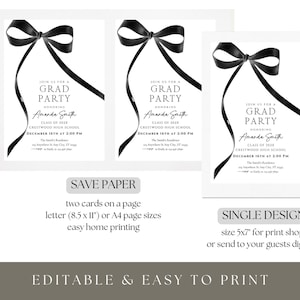 Graduation Invitation, Bow School Commencement Announcement, University ...