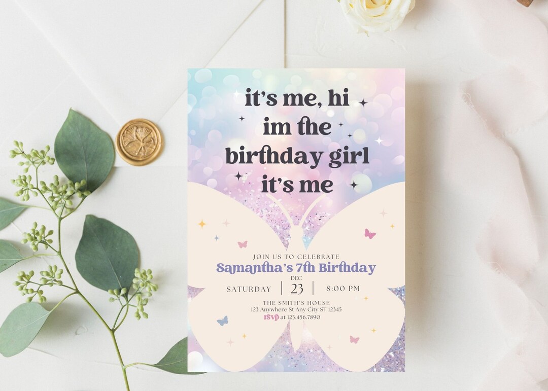 Birthday Party Taylor Invitation, Eras Editable Invite Card, Canva ...