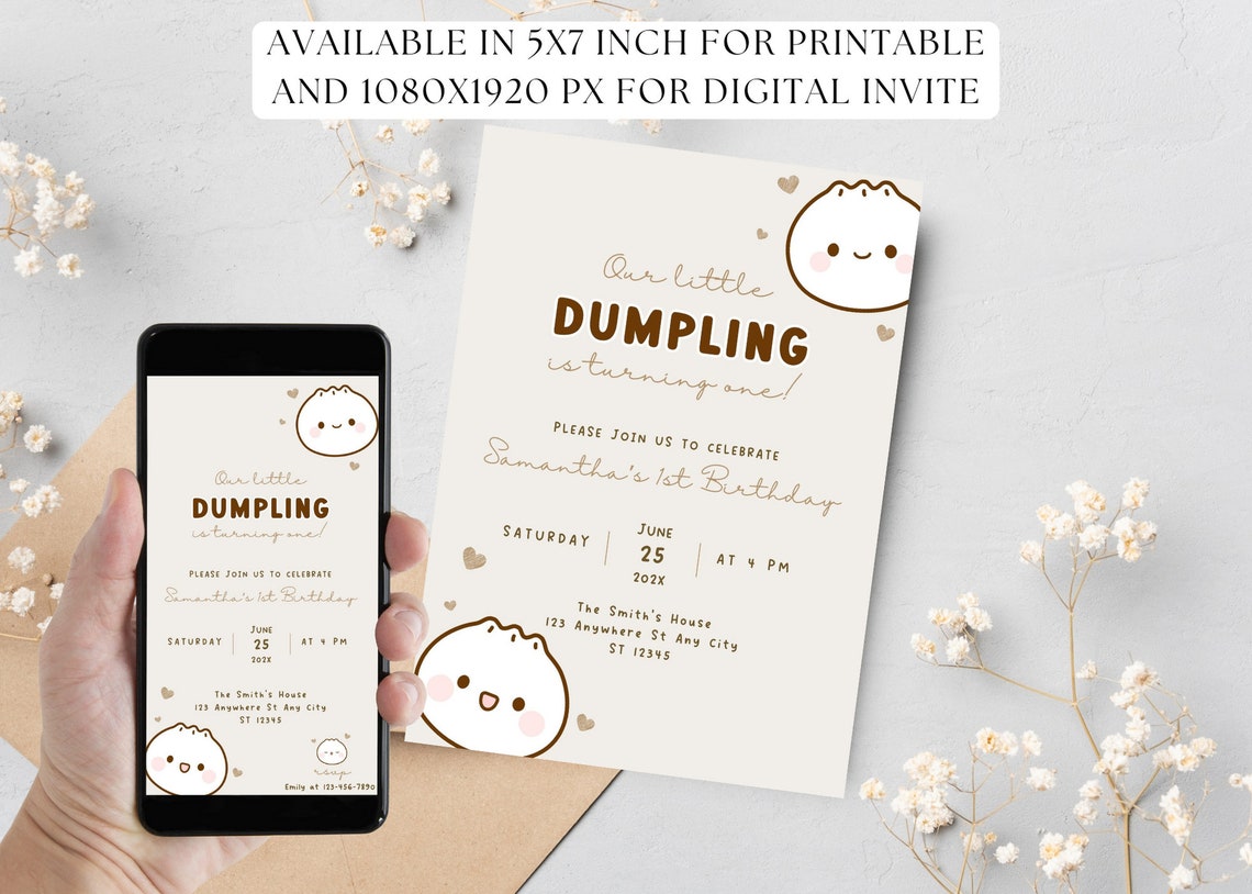 Dumpling Birthday Party Invitation Bundle, Bao Birthday Bundling Party ...