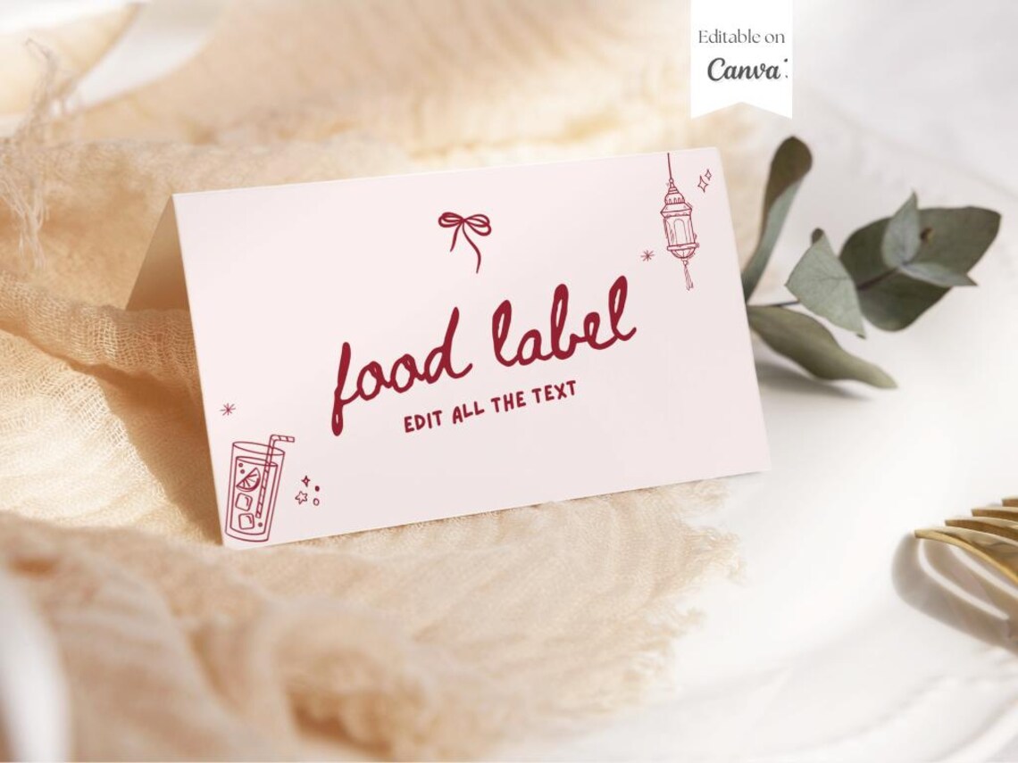Editable Eid Food Label, Ramadan Place Cards, Eid Custom Signs, Ramadan ...