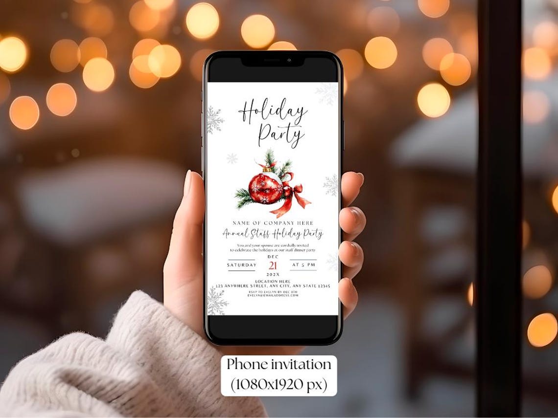 Editable Staff Holiday Party Invitation, Christmas Gathering Invite ...