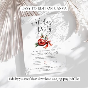 Editable Staff Holiday Party Invitation, Christmas Gathering Invite ...