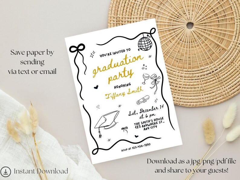 Graduation Invitation, Minimalist College Commencement Announcement ...