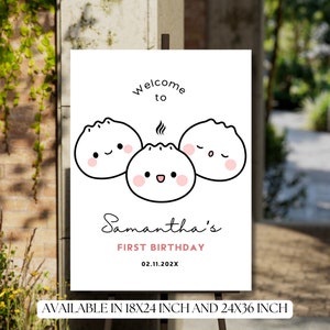 Dumpling Birthday Welcome Sign Printable, Bao Birthday Party Welcome ...