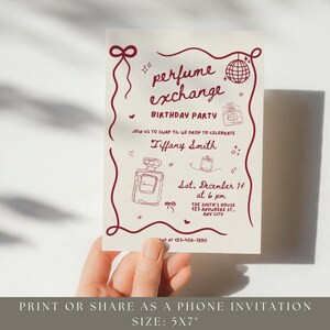 Perfume Exchange Invitation, Perfume Birthday Invite, Bow Perfume ...