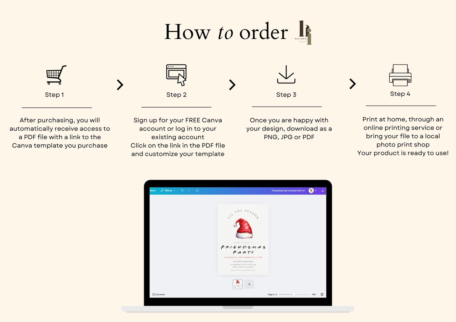 Minimalist Christmas Party Invitation Template, Friendsmas Party Invite ...