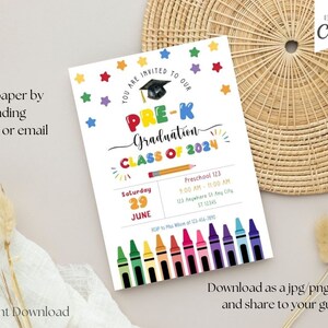 Editable Prek Graduation Invitation, Preschool Announcement Party ...