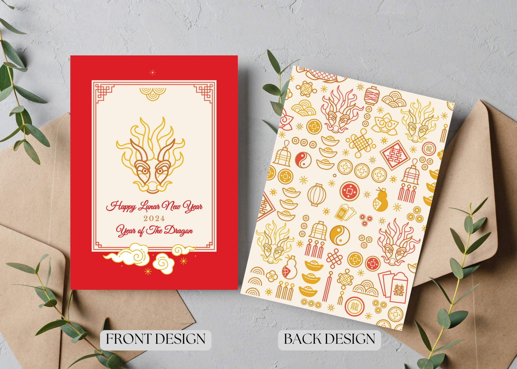 Year of the Dragon 2024 Chinese Lunar New Year Download Printable Card ...