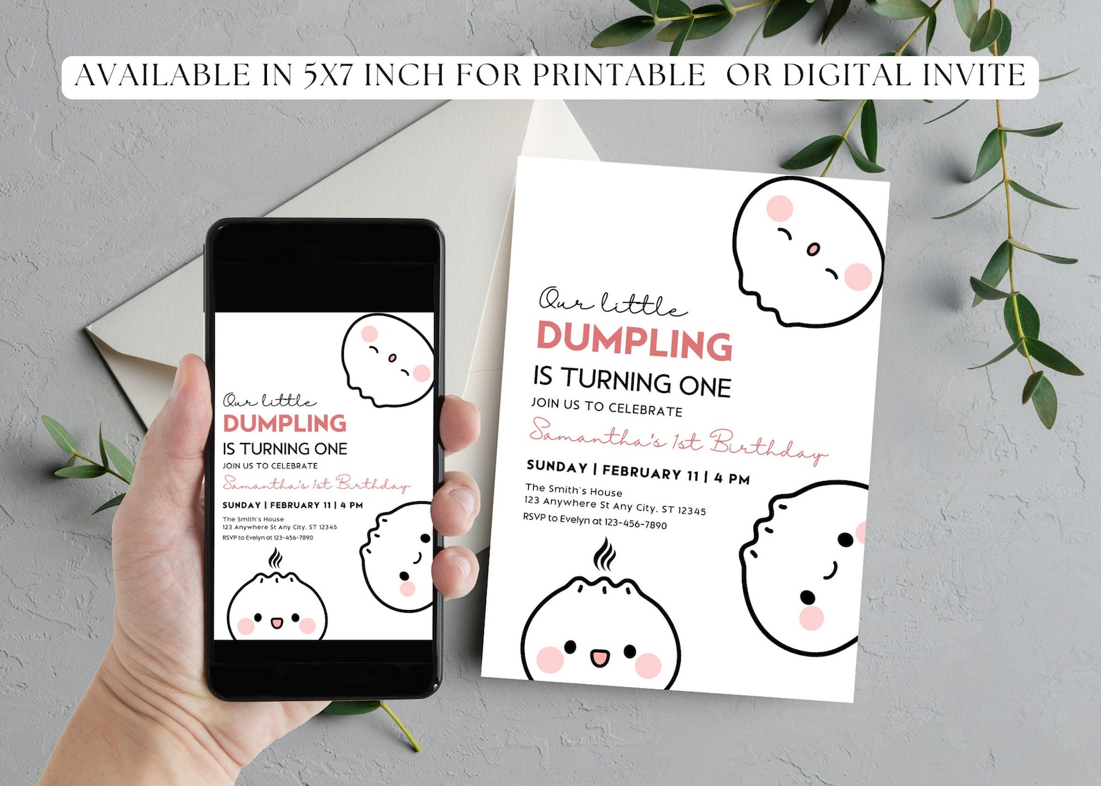 Dumpling Birthday Invitation, Bao Birthday Party Invite, Dim Sum Party ...