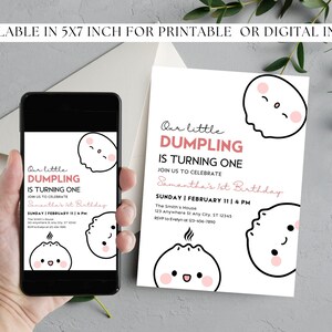 Dumpling Birthday Invitation, Bao Birthday Party Invite, Dim Sum Party ...