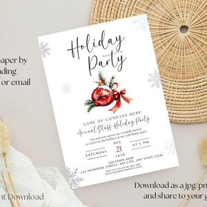 Editable Staff Holiday Party Invitation, Christmas Gathering Invite ...