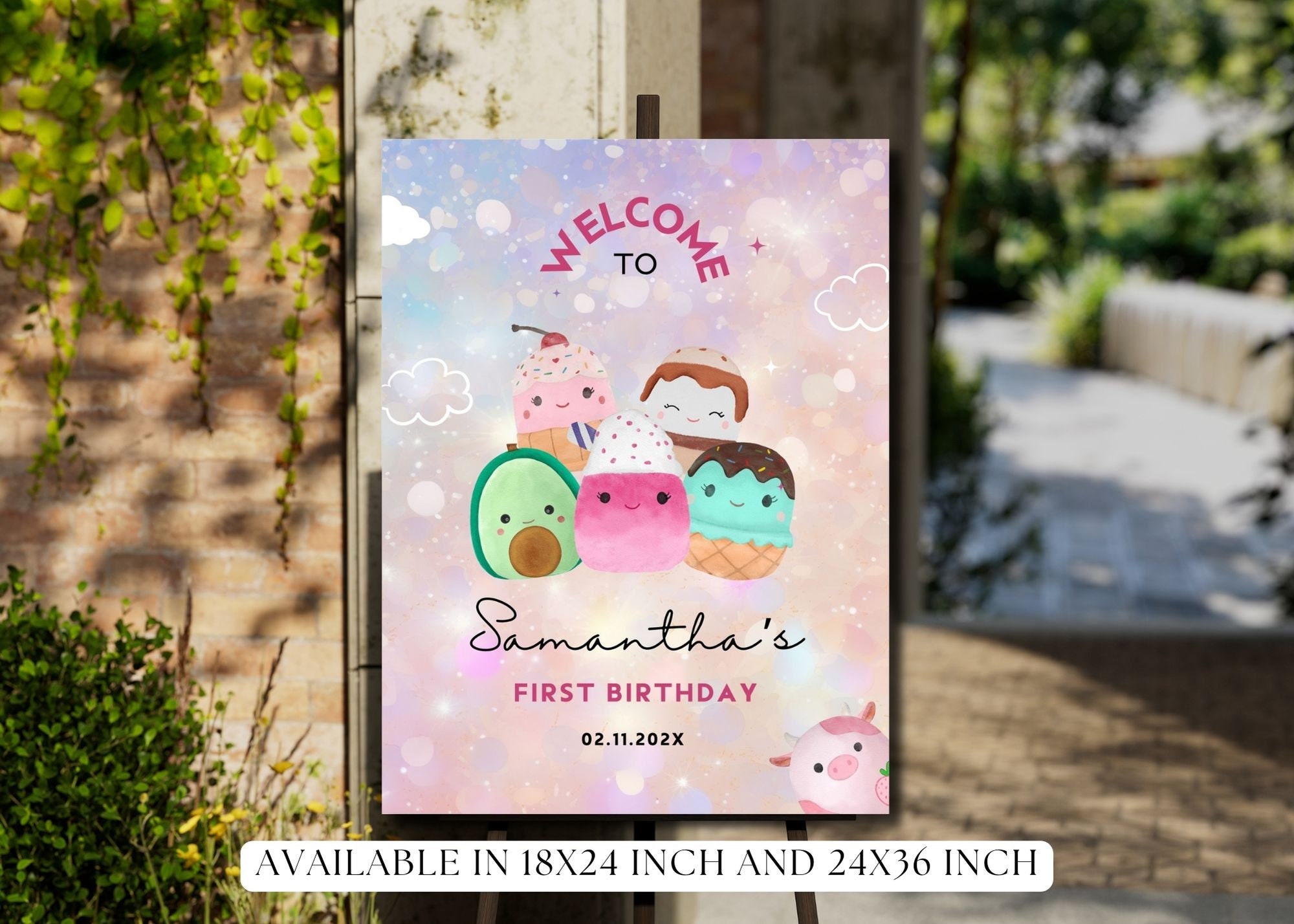 Squish Mallow Birthday Welcome Sign Printable, Girl Squishy Birthday ...
