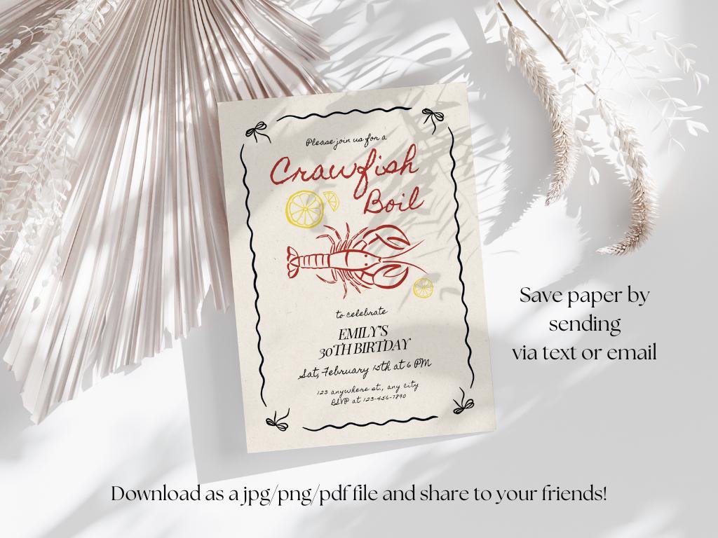 Editable Crawfish Boil Invitation, Crawfish Boil Birthday Invite ...