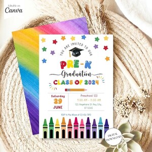 Editable Prek Graduation Invitation, Preschool Announcement Party ...