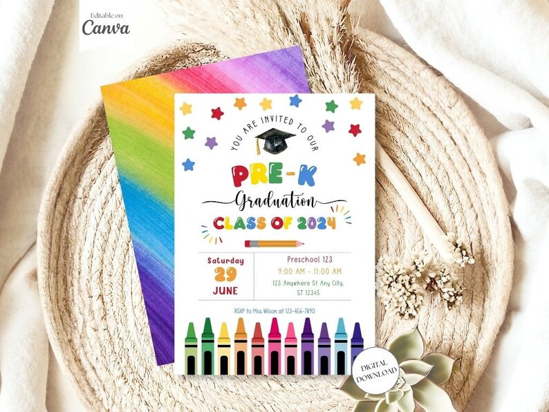 Editable Prek Graduation Invitation, Preschool Announcement Party ...