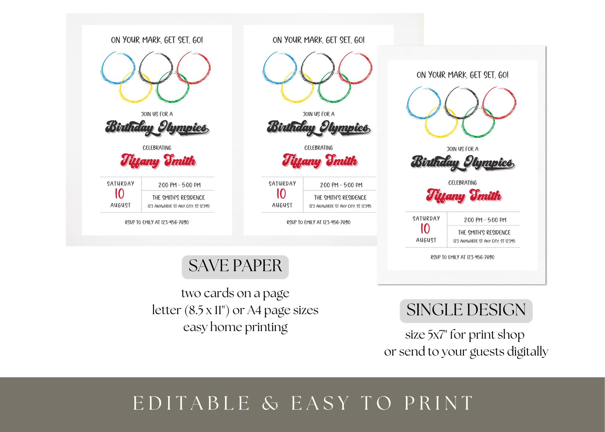Editable Sports Party Invitation, Sporting Birthday Party Invite ...