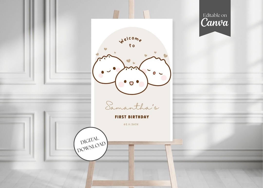 Dumpling Birthday Welcome Sign Printable, Bao Birthday Party Welcome ...