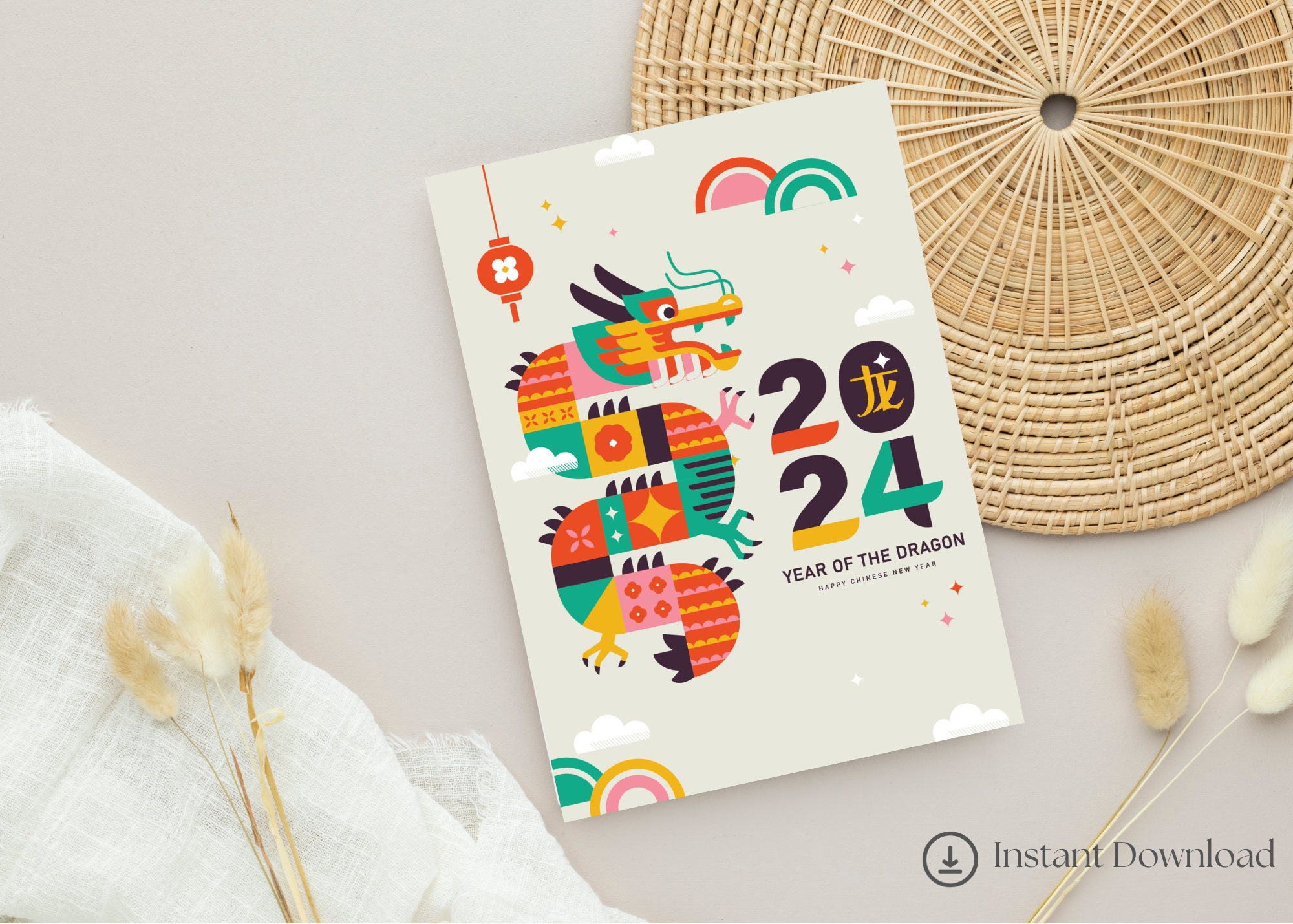 Year of the Dragon 2024 Chinese Lunar New Year Download Printable Card ...