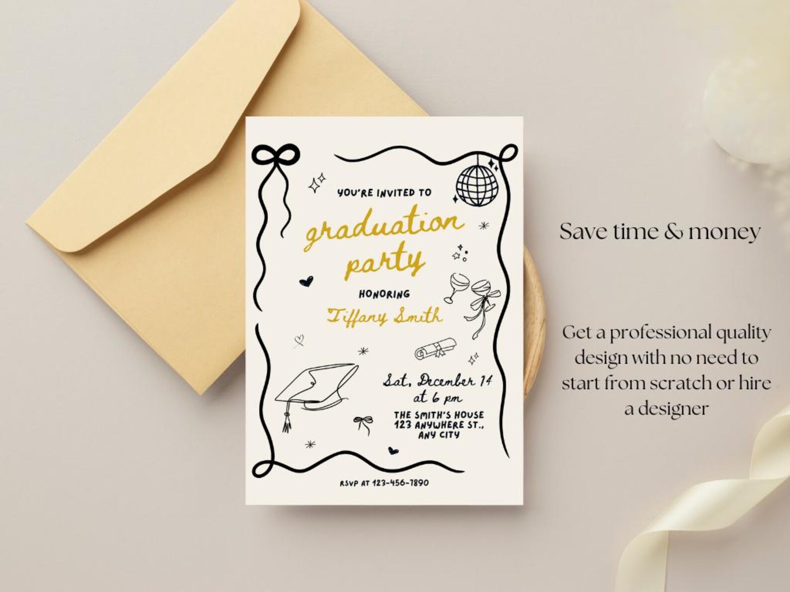 Graduation Invitation, Minimalist College Commencement Announcement ...