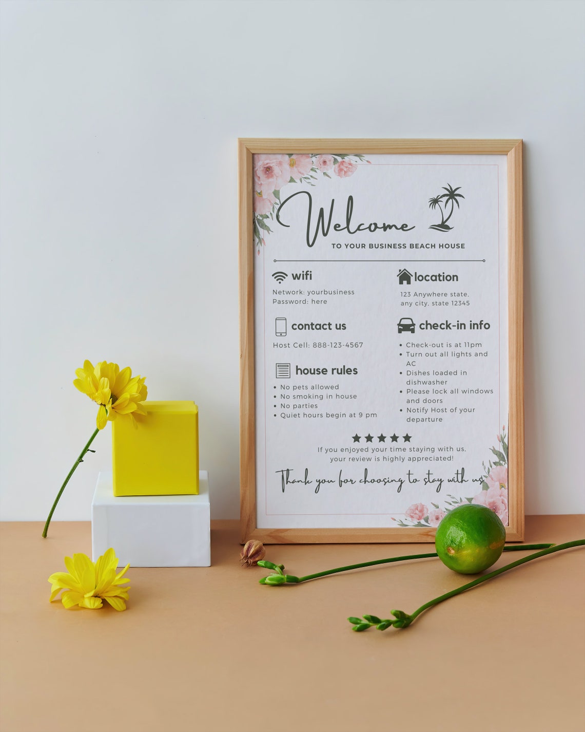 Welcome Beach Airbnb Poster Sign Printable Editable Wall Decor - Etsy