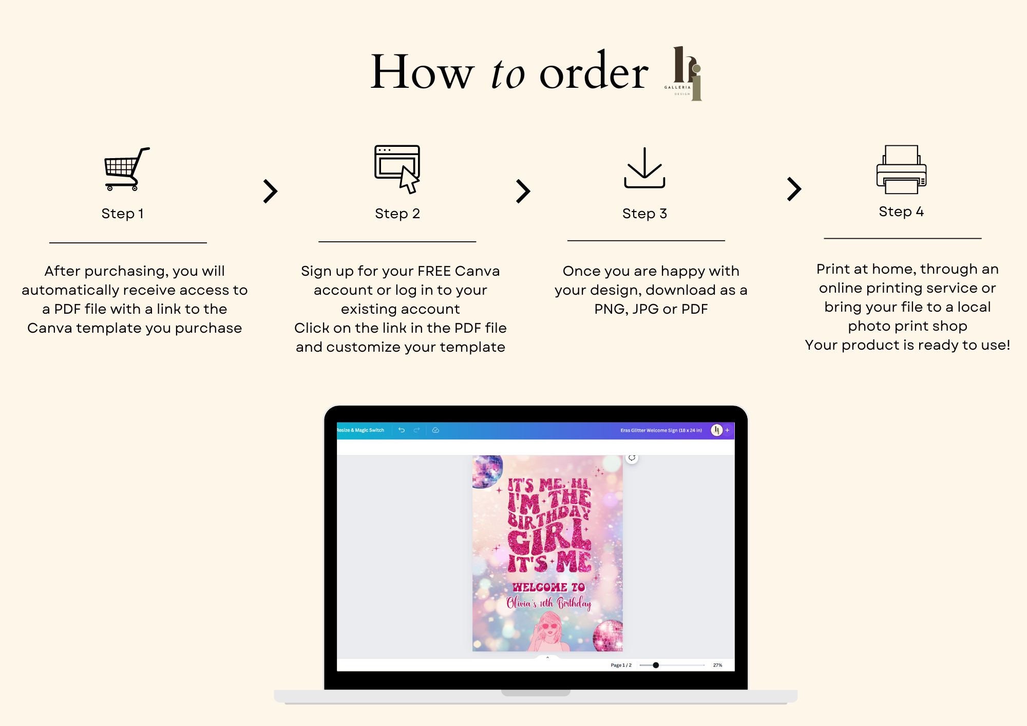 Self Editable Welcome Sign, Eras Birthday Decor, Eras Birthday Sign ...