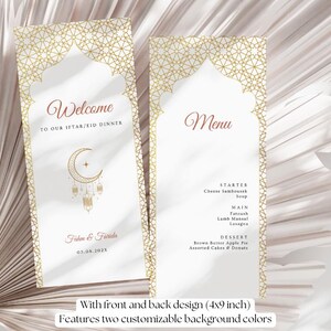 Editable Iftar Dinner Party Menu Card, Ramadan Eid Mubarak Table Decor ...
