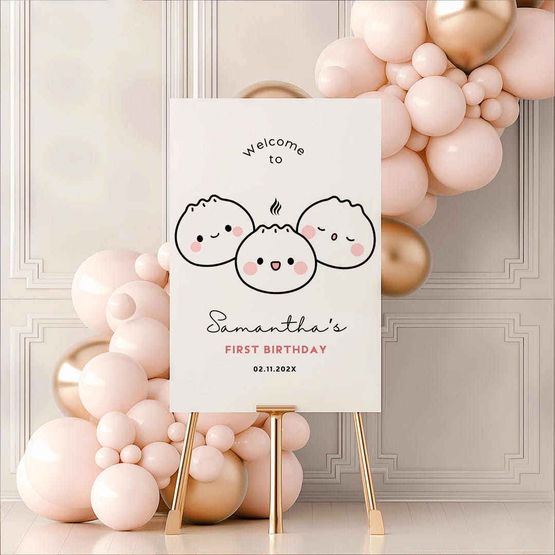 Dumpling Birthday Welcome Sign Printable, Bao Birthday Party Welcome ...