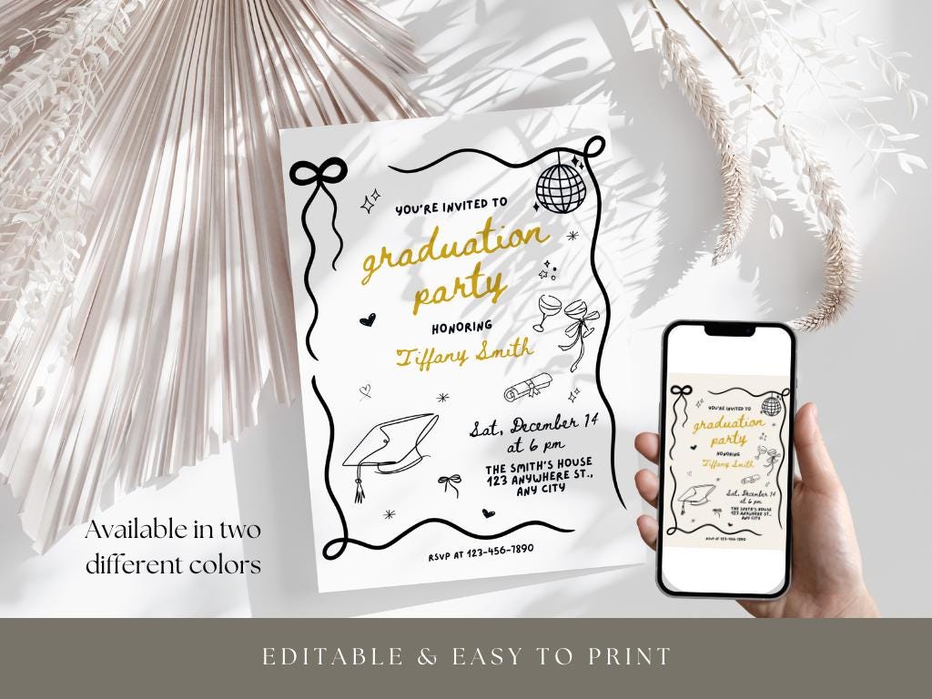 Graduation Invitation, Minimalist College Commencement Announcement ...