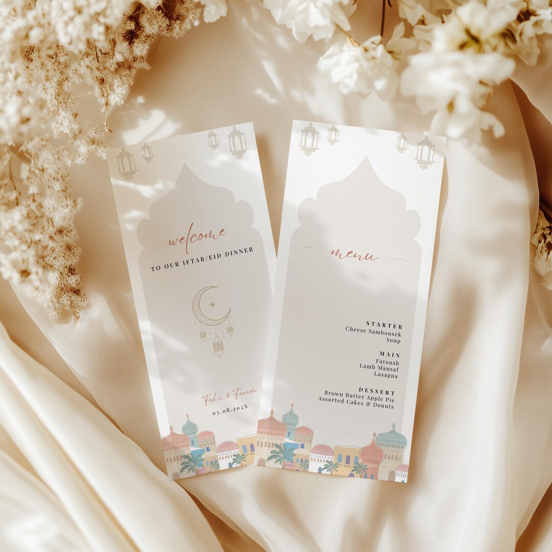 Editable Eid Dinner Party Menu Card, Iftar Menu Card Template Dinner ...