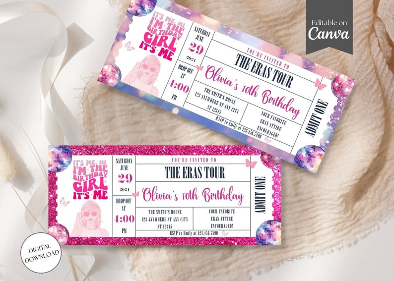 Surprise Music Ticket Stub, Birthday Invite, Eras Concert Keepsake ...