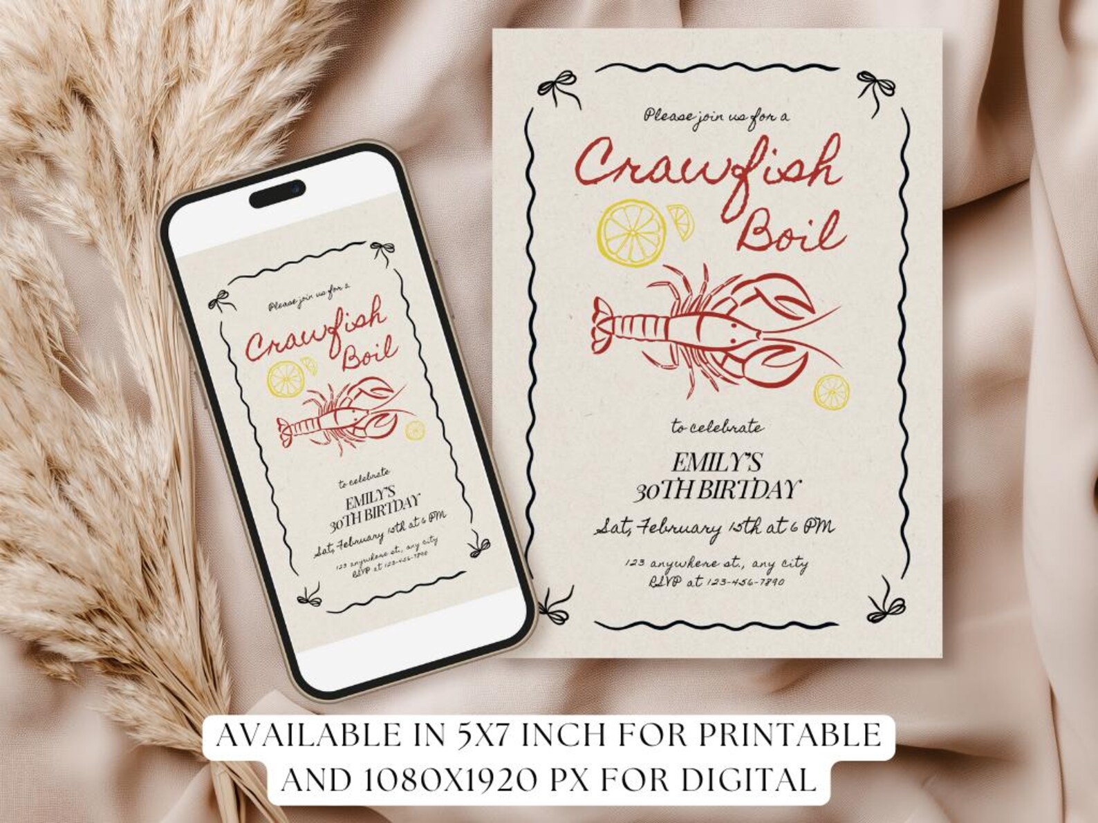 Editable Crawfish Boil Invitation, Crawfish Boil Birthday Invite ...
