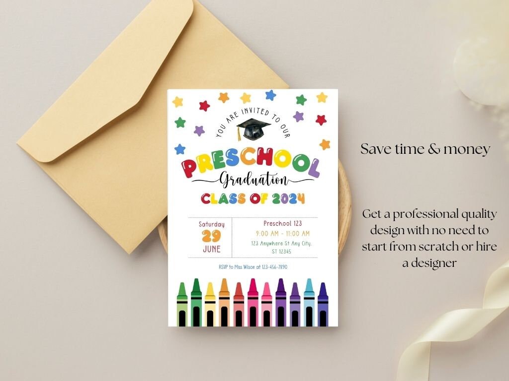 Editable Preschool Graduation Invitation, Prek Announcement Party ...