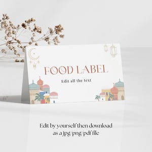 Editable Eid Food Label, Ramadan Place Cards, Eid Custom Signs, Ramadan ...