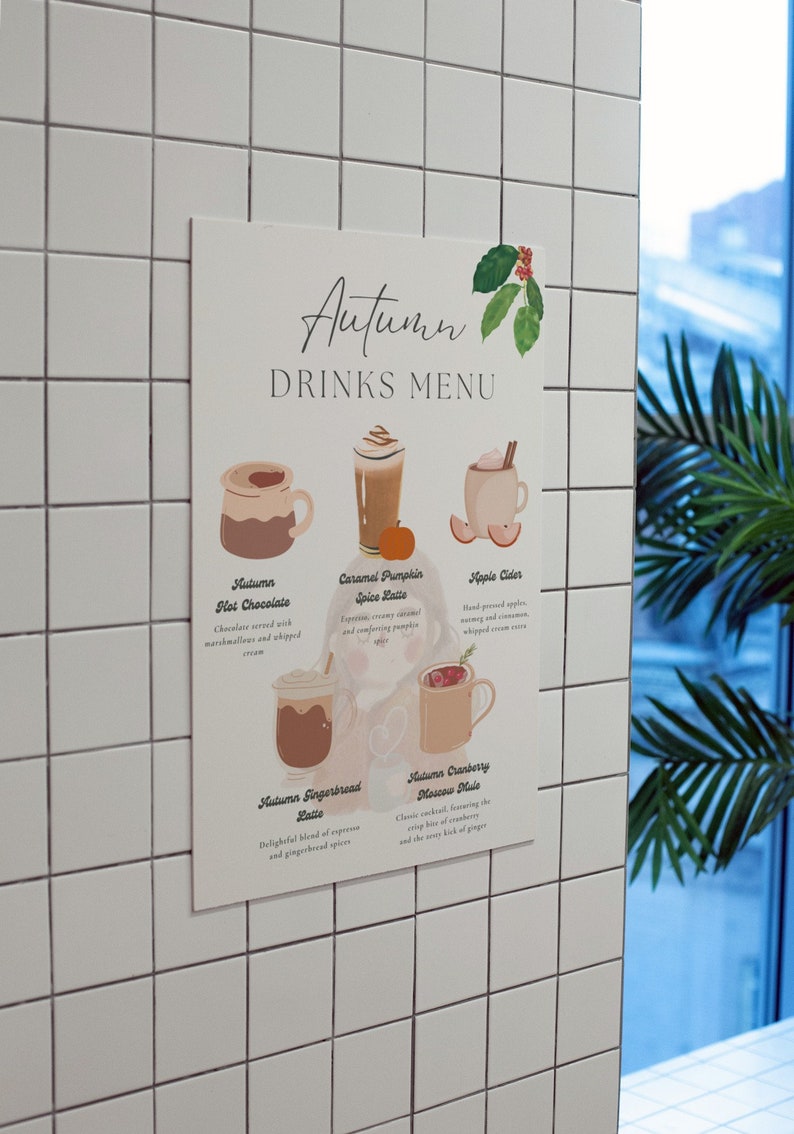 Editable Autumn Printable Halloween Coffee Bar Drinks Menu Sign Kitchen ...