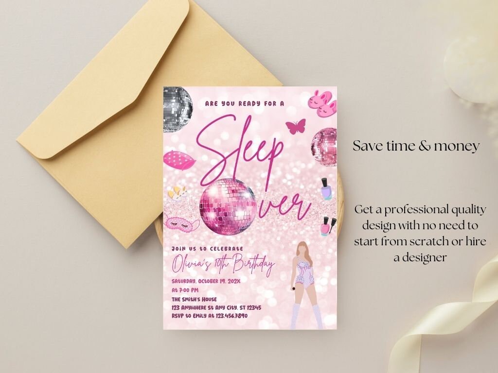 Taylor Birthday Sleep Over Invitation, Birthday Era Sleepover Invite ...