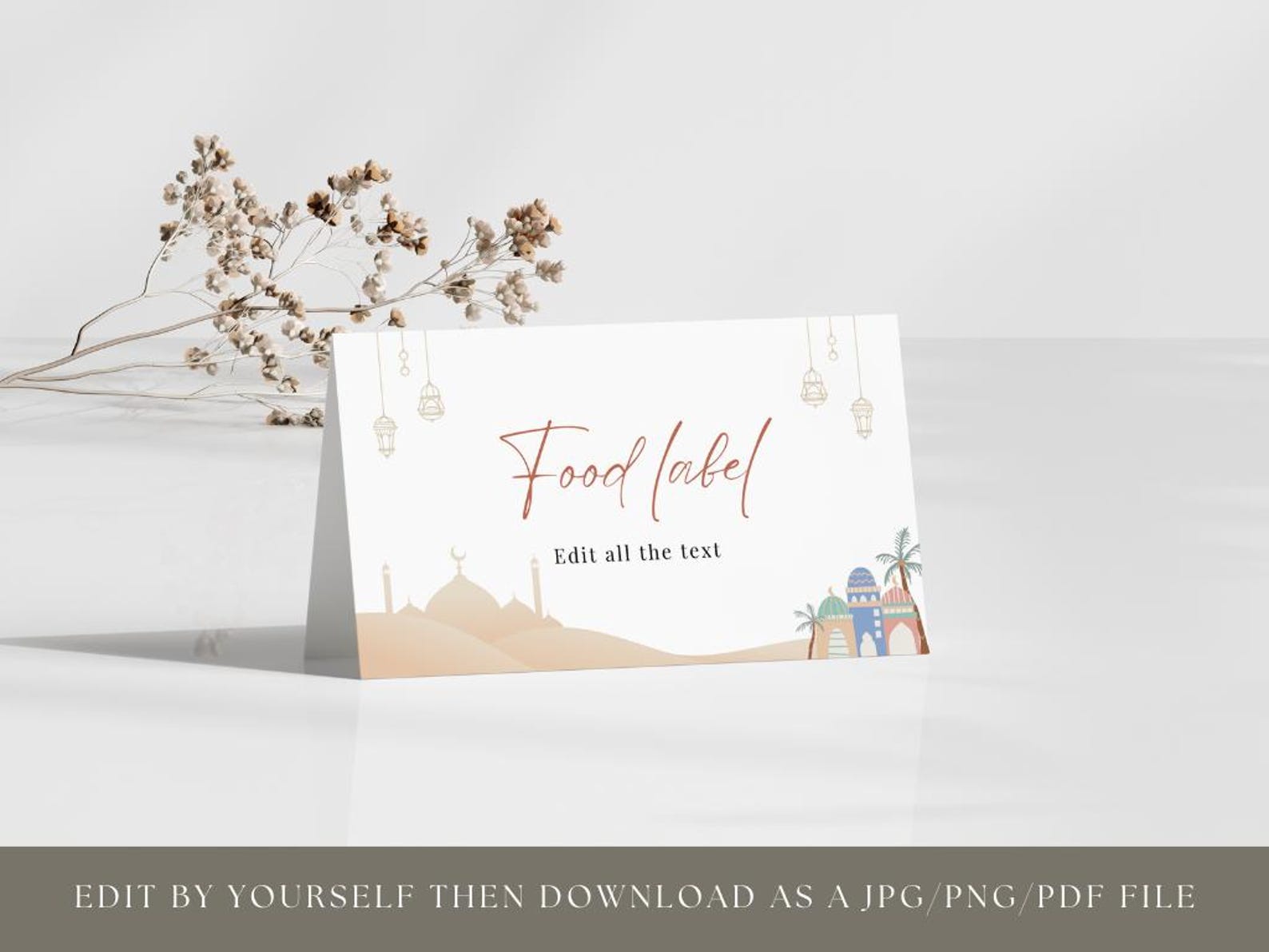 Editable Eid Food Label, Ramadan Place Cards, Eid Custom Sign, Ramadan ...