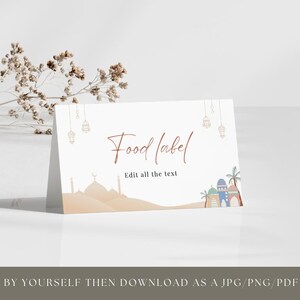 Editable Eid Food Label, Ramadan Place Cards, Eid Custom Sign, Ramadan ...