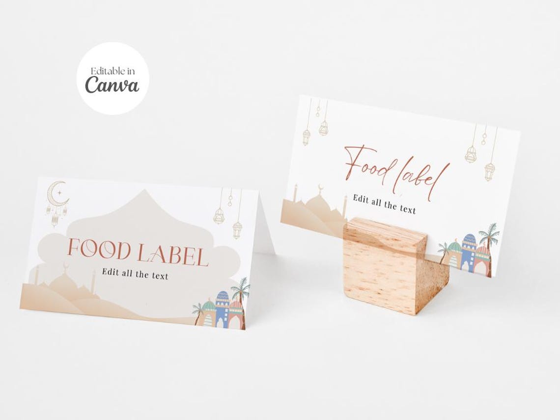 Editable Eid Food Label, Ramadan Place Cards, Eid Custom Sign, Ramadan ...