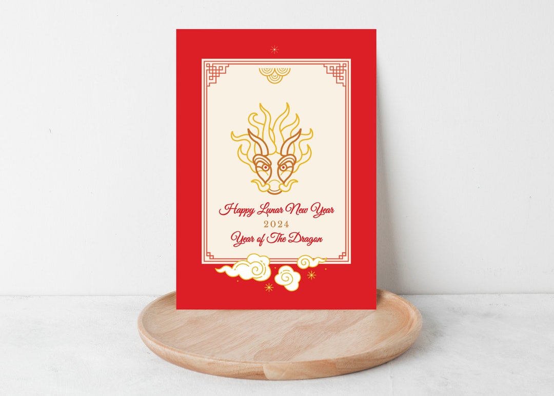 Year of the Dragon 2024 Chinese Lunar New Year Download Printable Card ...